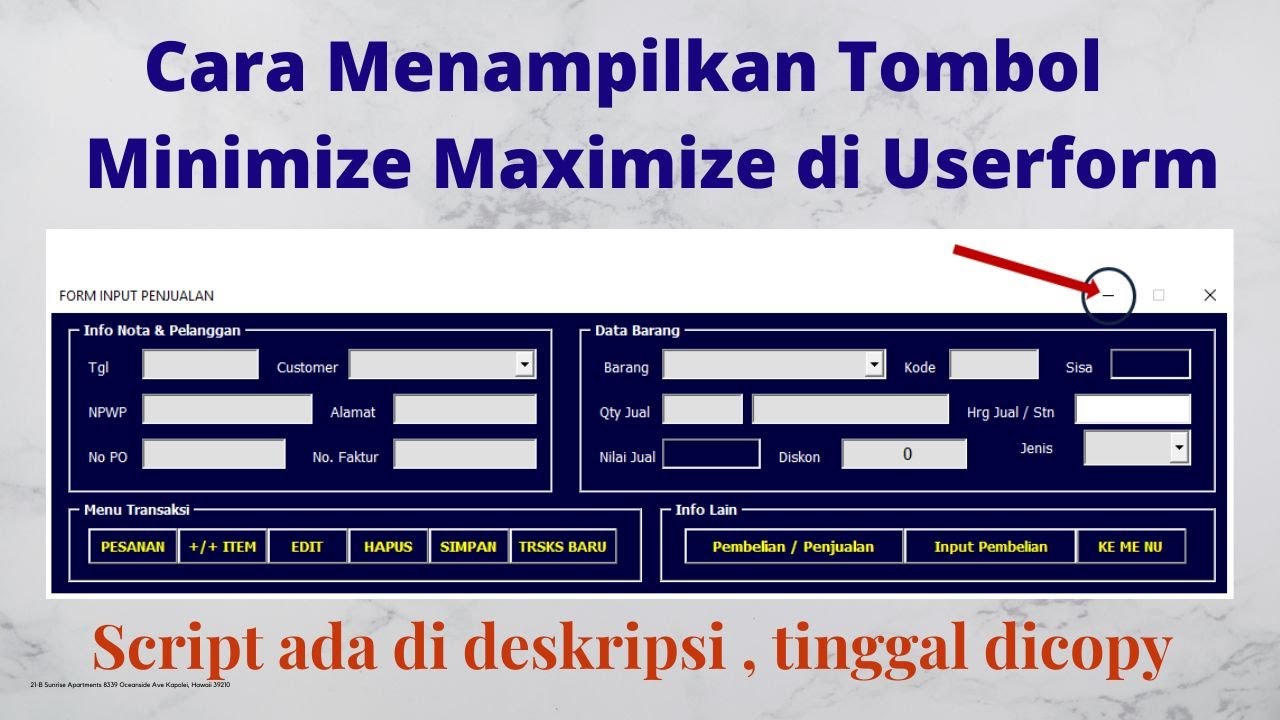 Cara Menampilkan Tombol Minimize Maximize Di Userform Vba Youtube