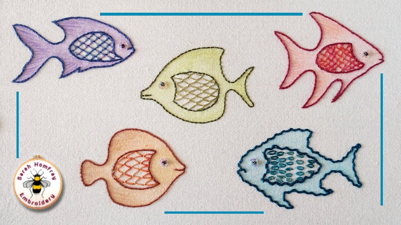 5 Stitches For Embroidering Fish Tutorial Plus Free Fish Design Pdf