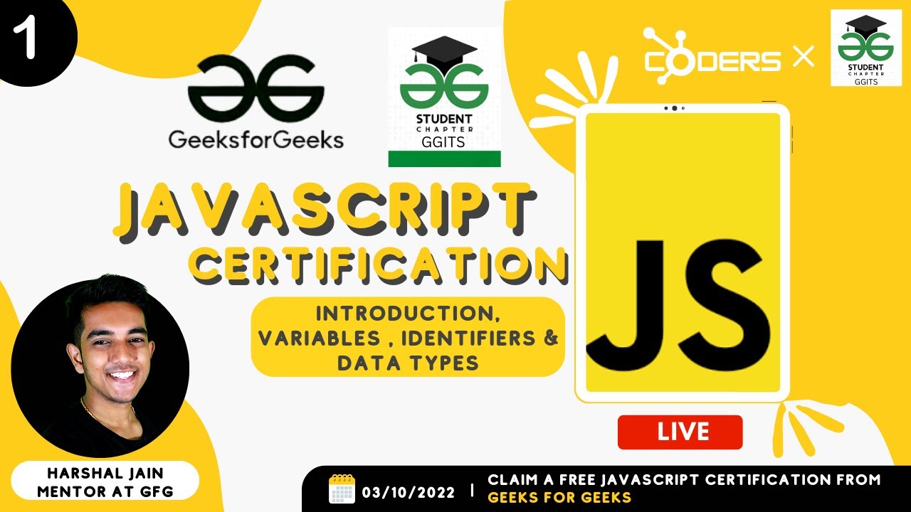Javascript Introduction Variables Identifiers Data Types Youtube
