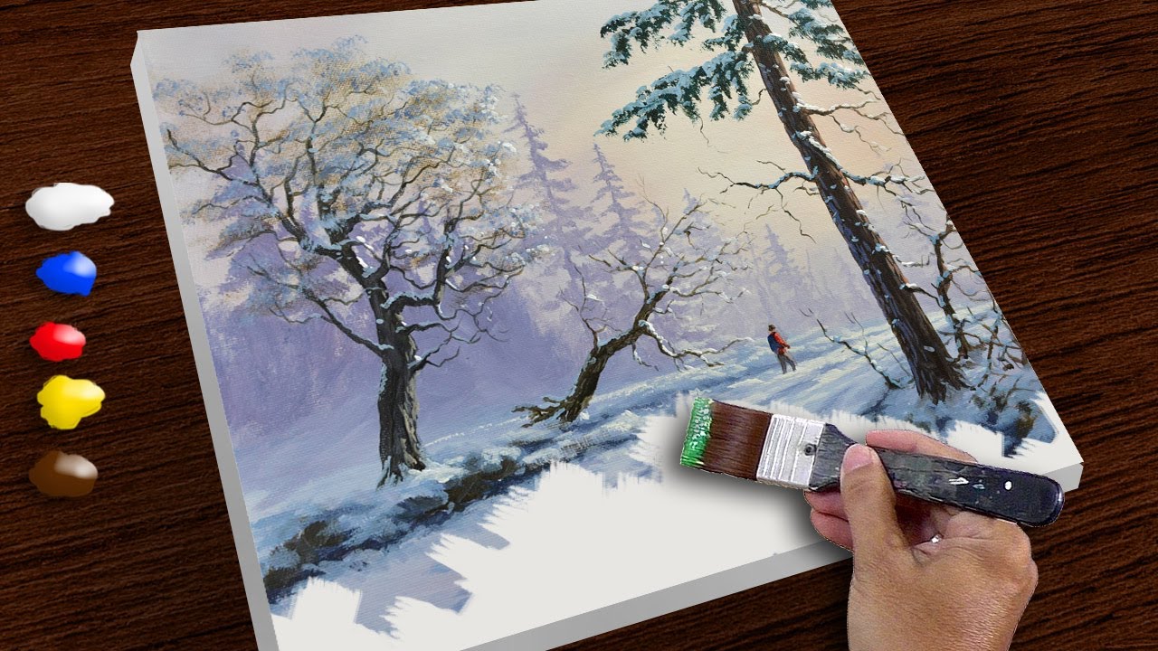 How To Paint Realistic Walking On Snow In Acrylics Speed Painting