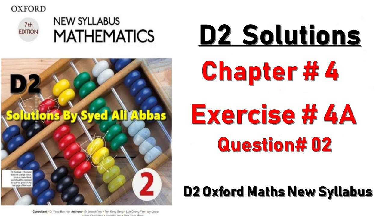 Exercise 4a Question No 2 Oxford New Syllabus Mathematics Chapter 4