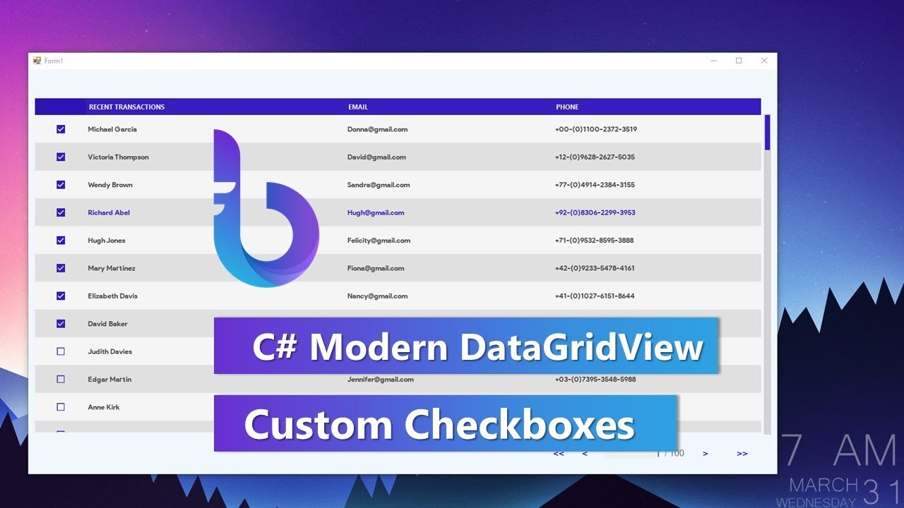 C Tutorial Modern Datagridview With Custom Checkbox Column Bunifu