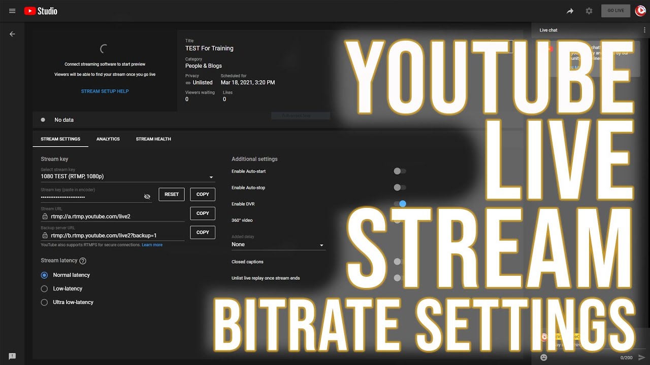 тнх Youtube Streaming Bitrate Setup In Studio Youtube