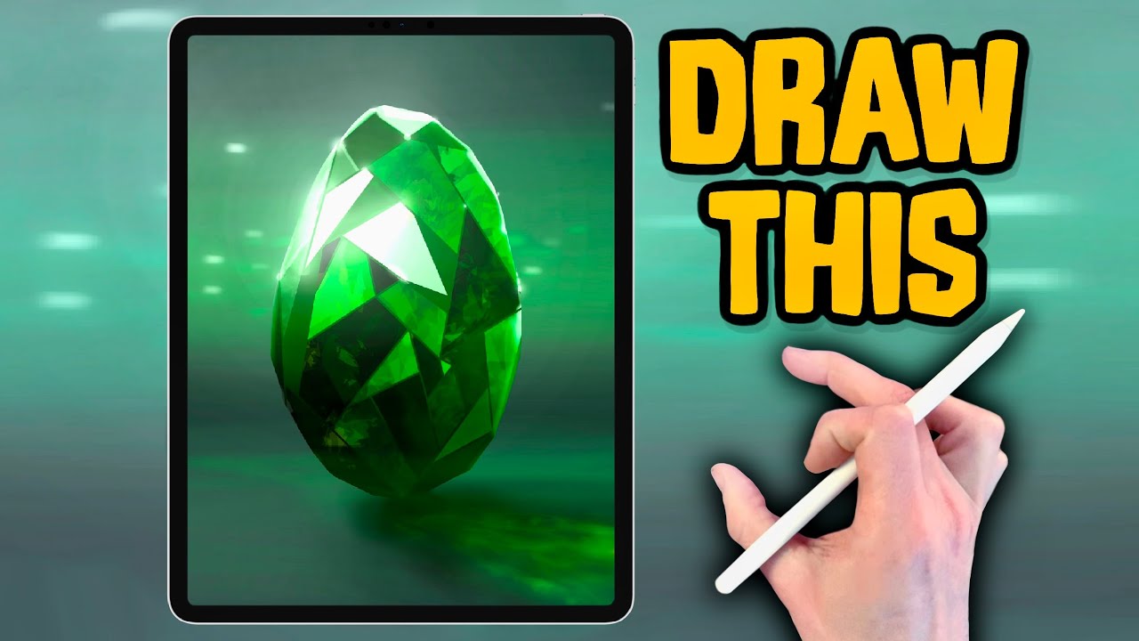 Green Emerald Gemstone Drawing Tutorial Procreate Made Easy Youtube