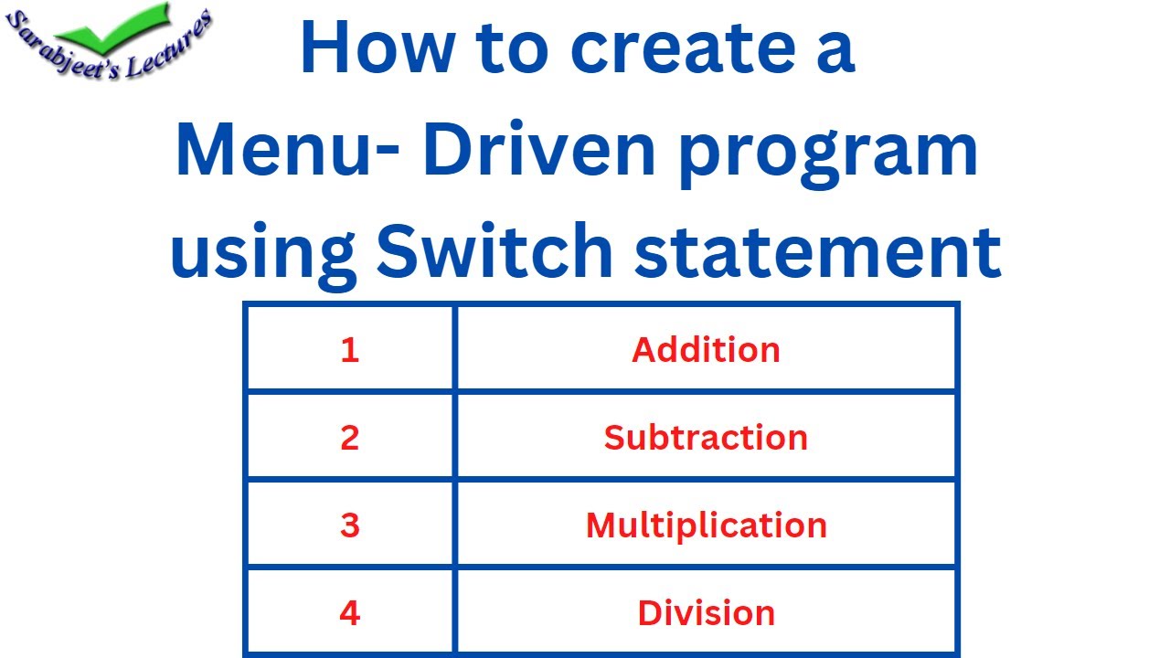 How To Create A Menu Driven Program In C Using Switch Statement For