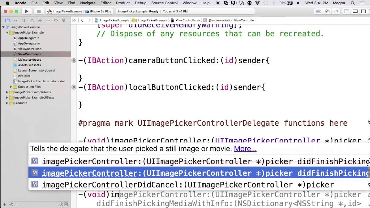 Uiimagepickercontroller Using Camera And Photolibrary Youtube