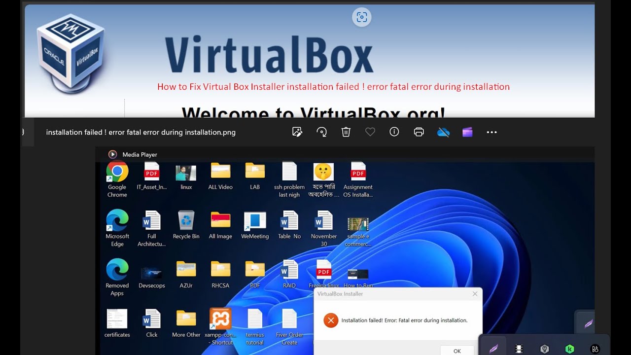 How To Fix Virtual Box Installer Installation Failed Error Fatal