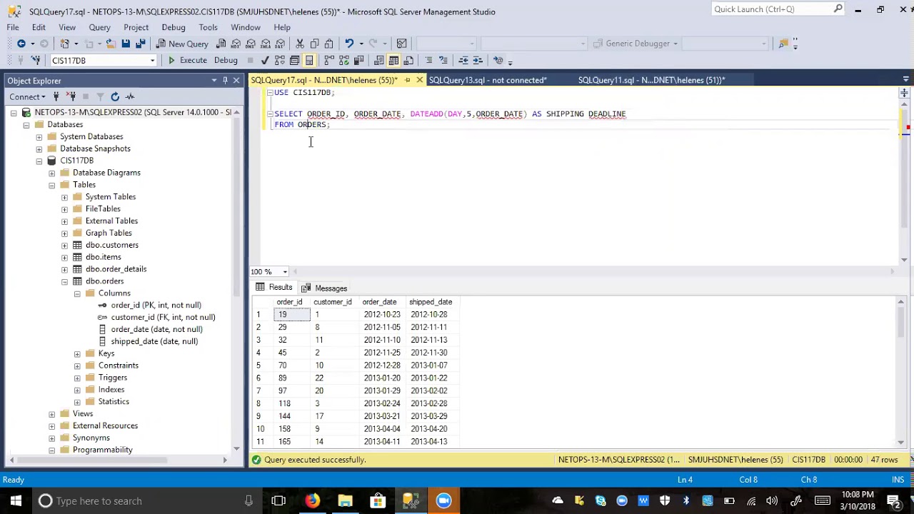 Sql Dateadd Function Youtube