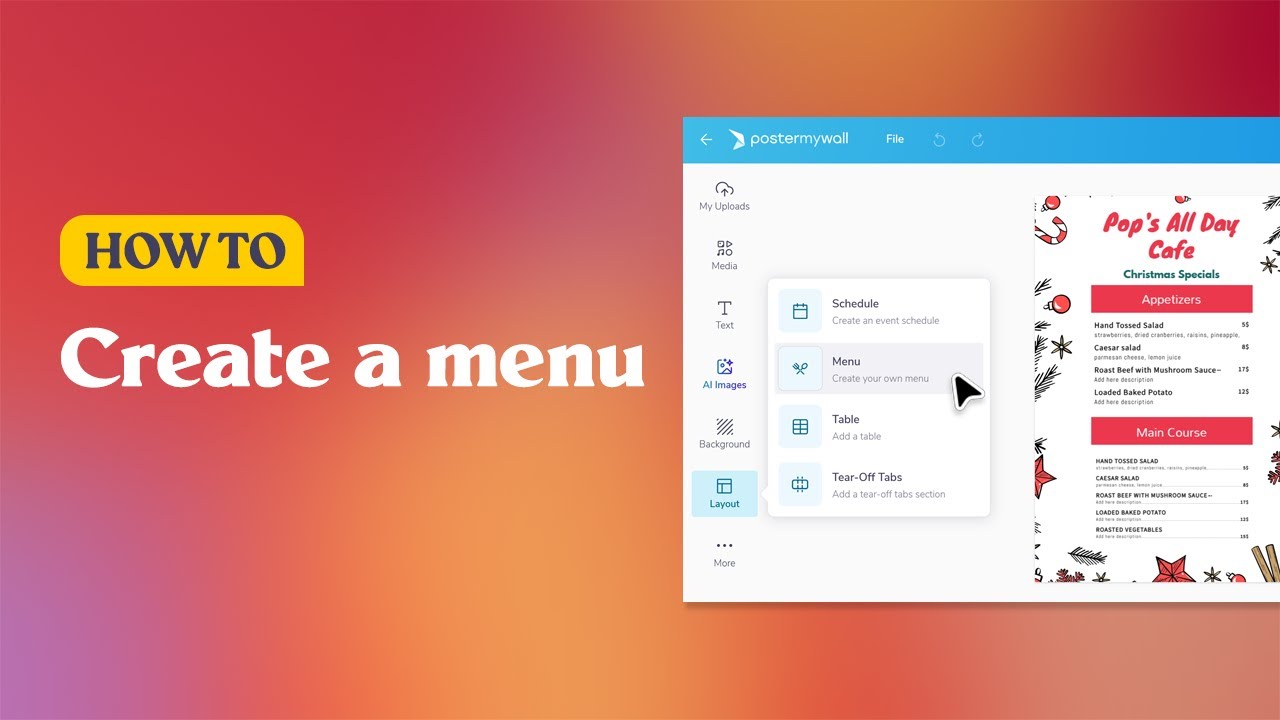 How To Create A Menu With Postermywall Youtube