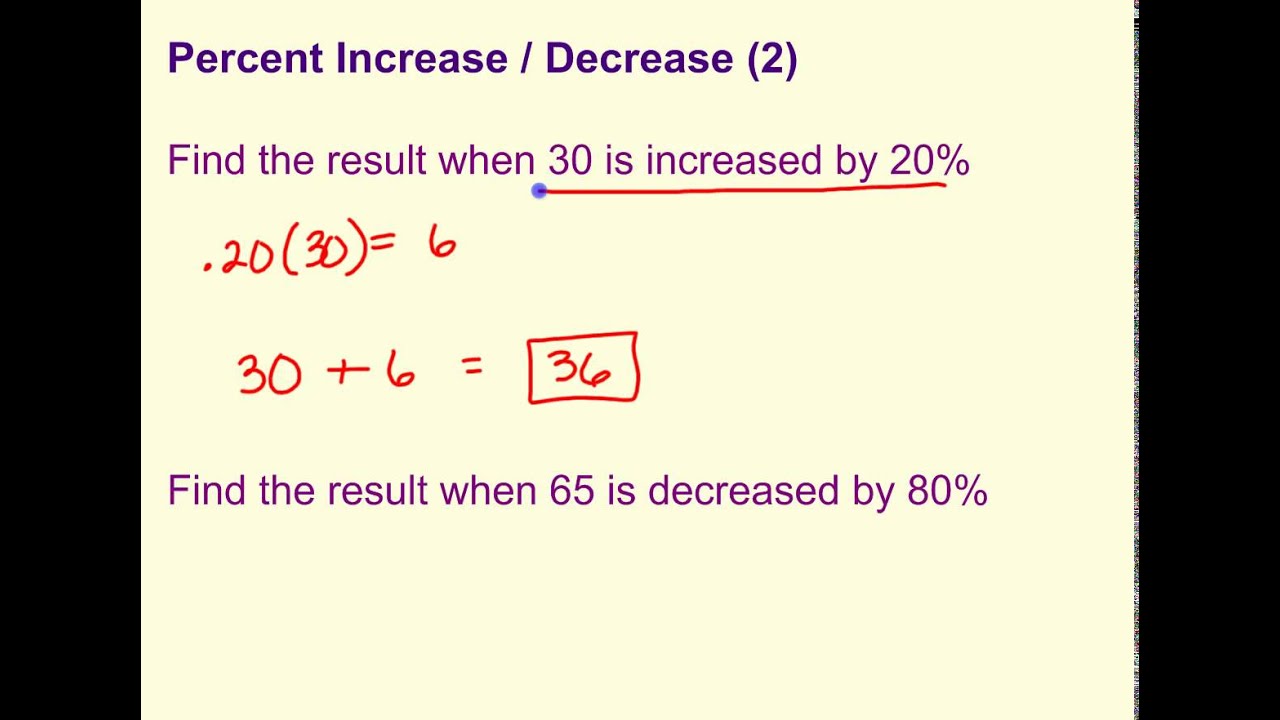 Percent Increase Decrease 2 Youtube