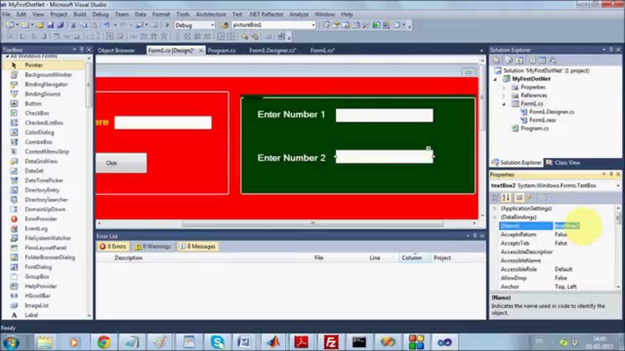 Visual Studio 2017 C Windows Forms Application Missing Create Your