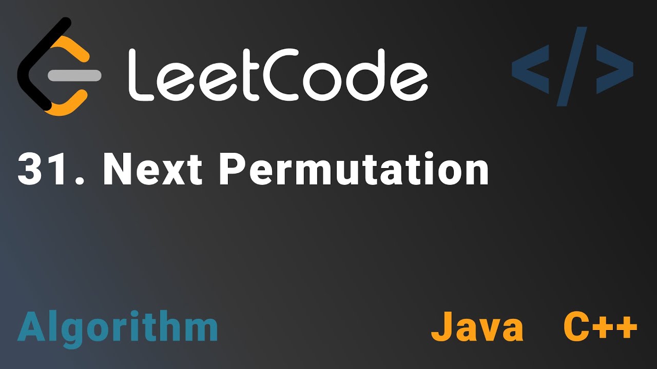31 Next Permutation Leetcode Java C Medium Algorithm Dsa
