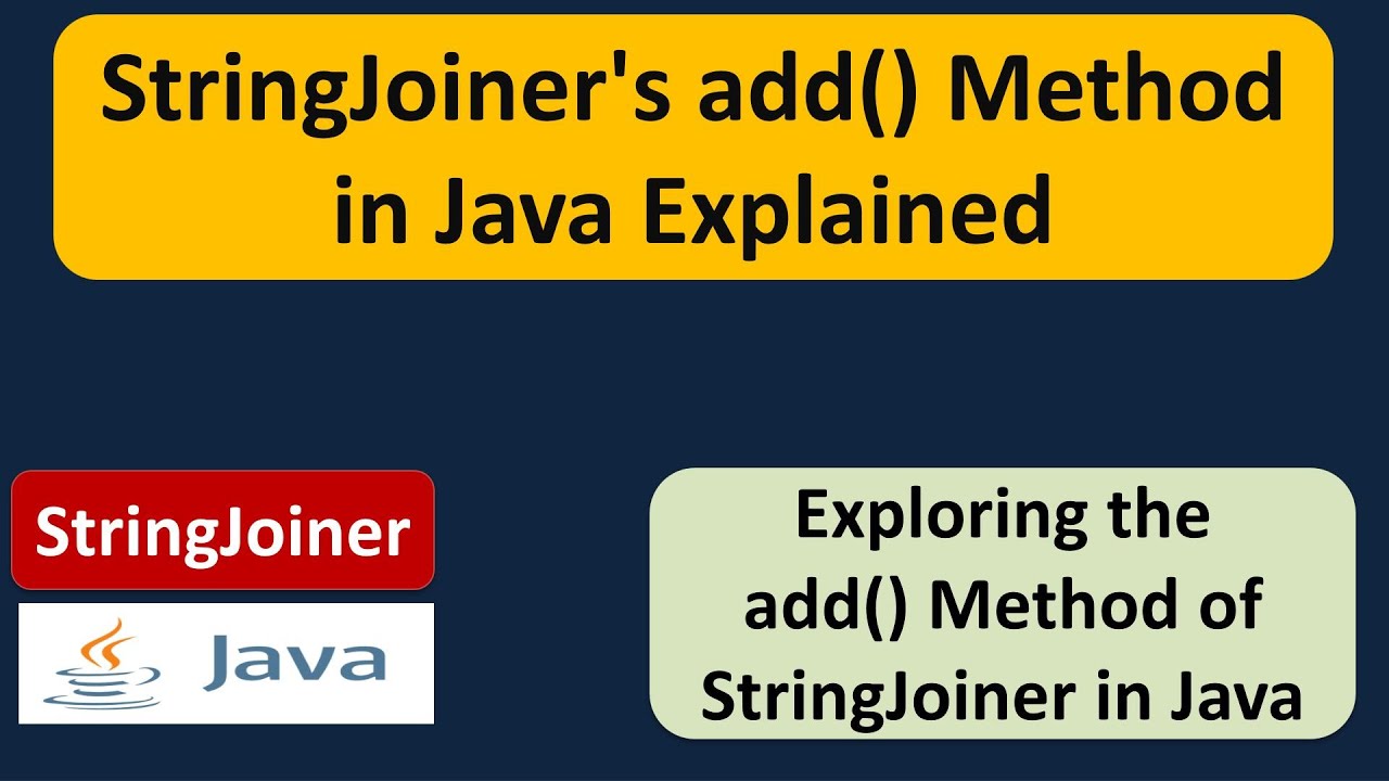 Stringjoiner Add Method Java Collection Framework Youtube