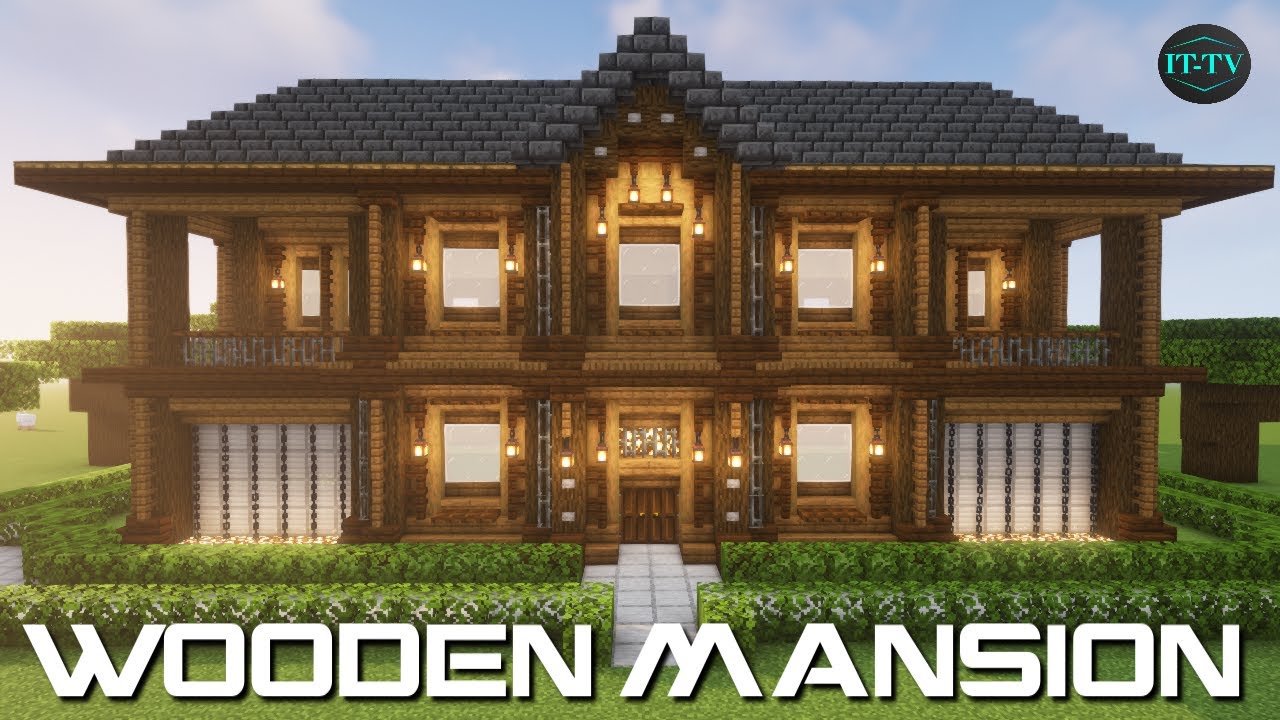 Building A Big Wooden Mansion In Minecraft Tutorial 2 Youtube