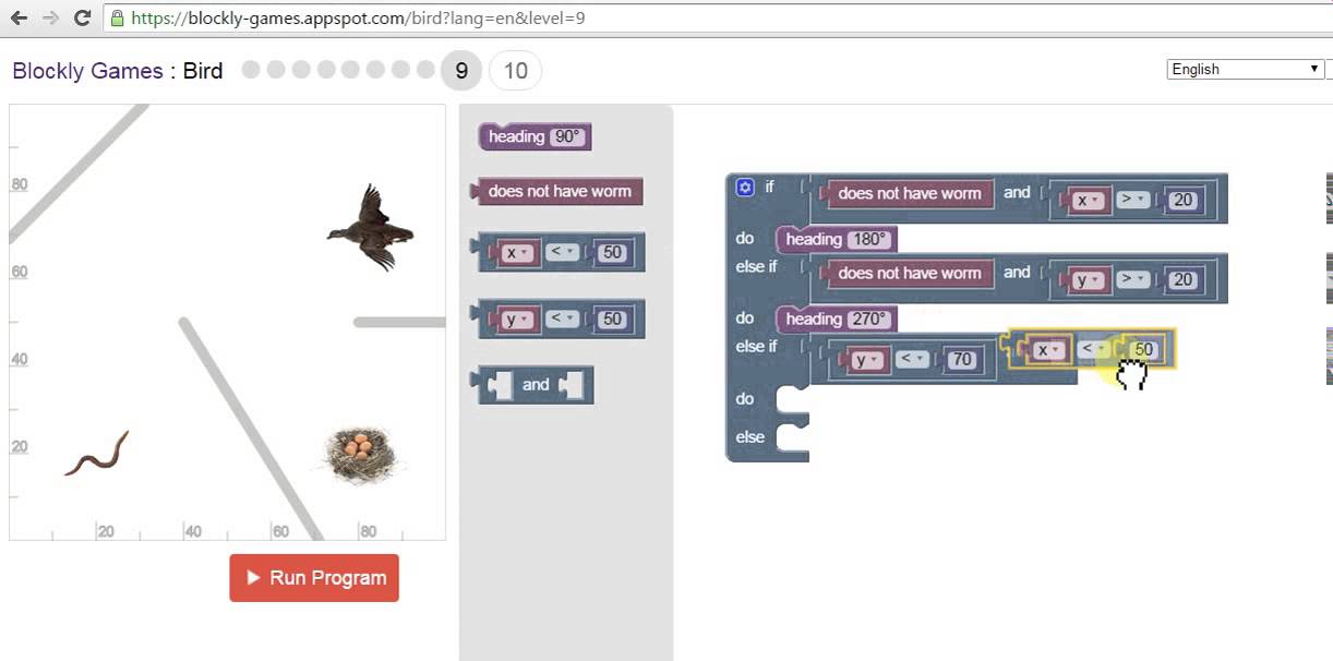 Blockly Games Solution Bird 9 Youtube