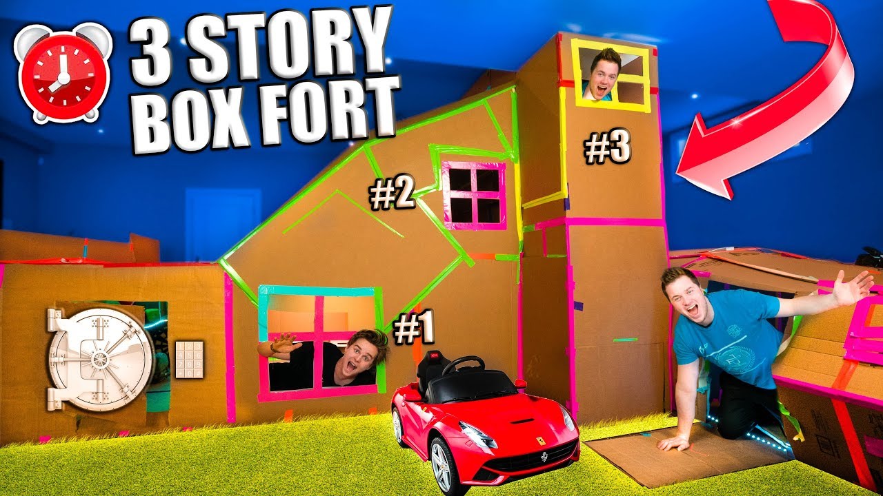 Worlds Biggest 3 Story Box Fort Secret Rooms Gaming Room 24 Hour