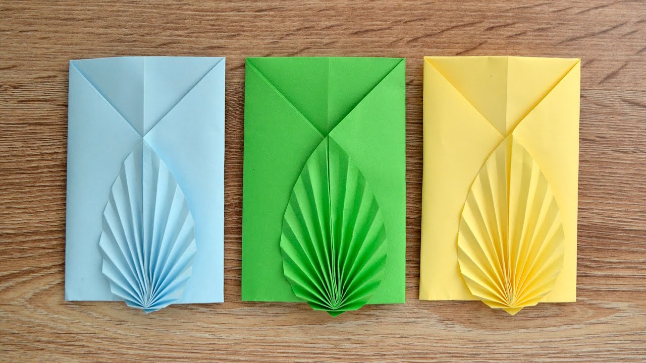 Easy Paper Envelope With Leaf Origami Craft Tutorial By Colormania