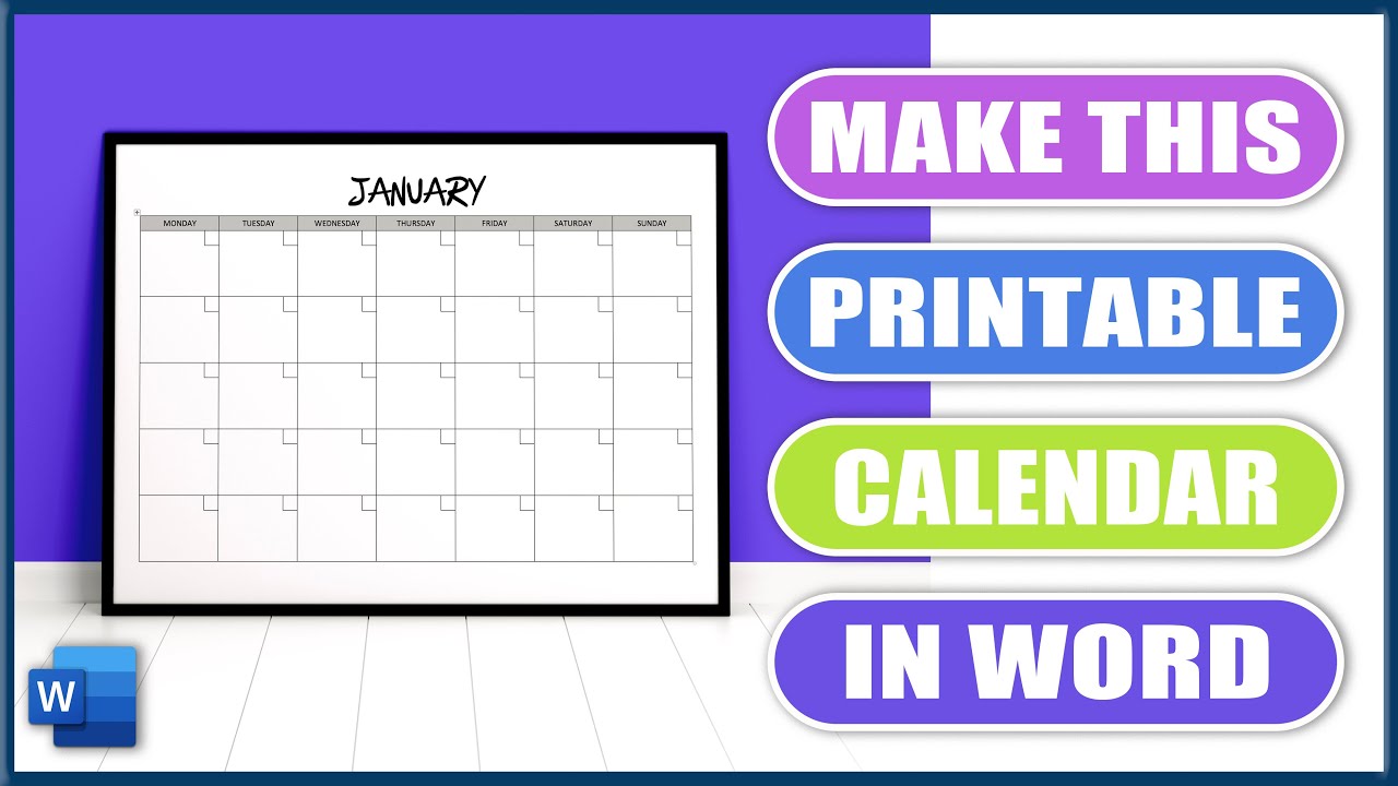 Make This Printable Calendar In Word Microsoft Word Tutorials Youtube