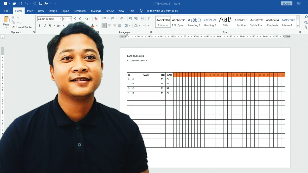 Create Form Attendance In Microsoft Word Youtube