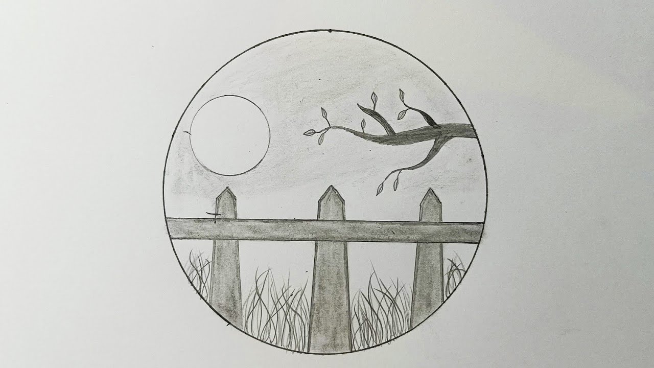 How To Draw A Simple Landscape Easy Pencil Drawing Youtube