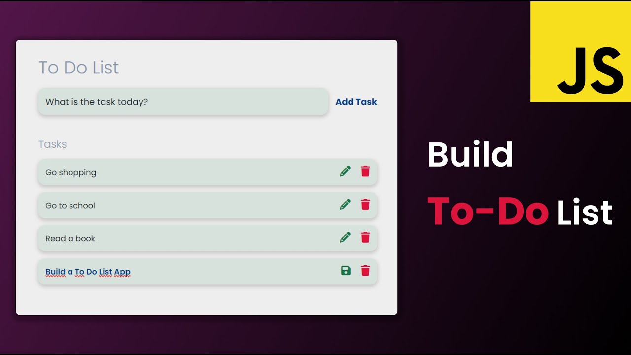 Build A To Do List App In Html Css Javascript Youtube