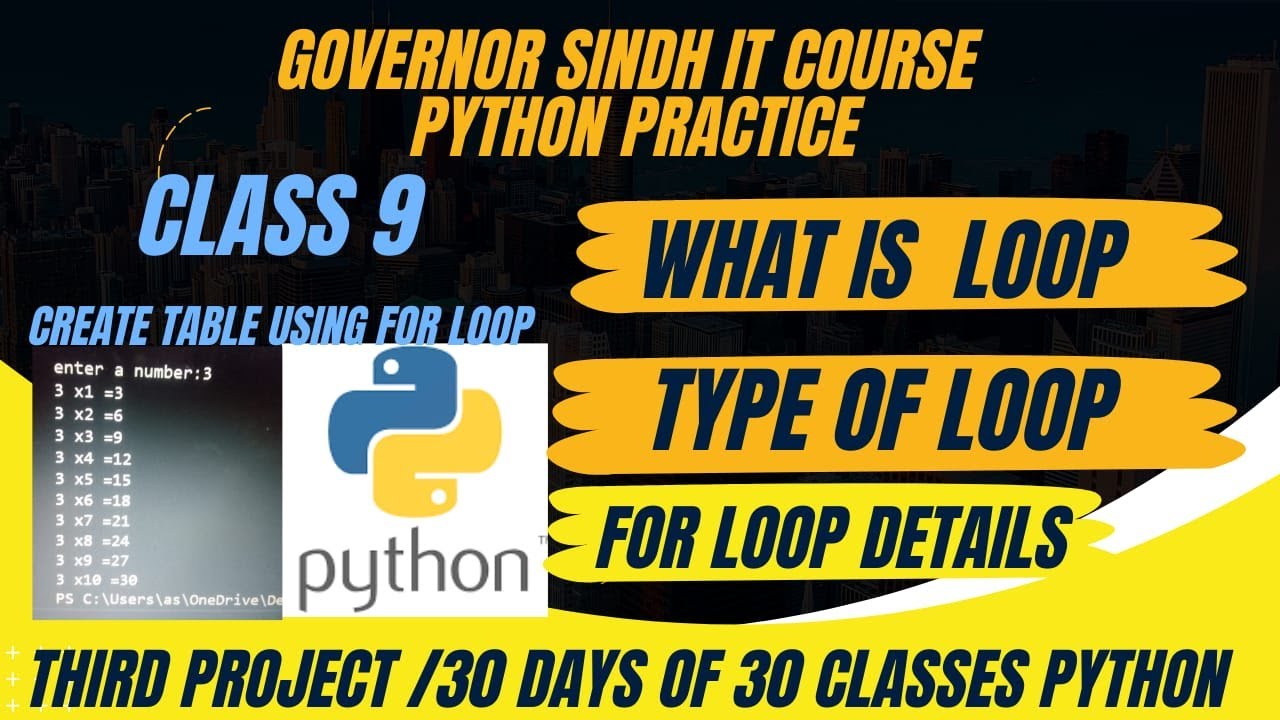 Python Class 9 What Is Loops Governor Sindh It Course Practice Youtube