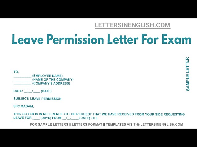 Request Letter Format For Exam Leave Infoupdate Org
