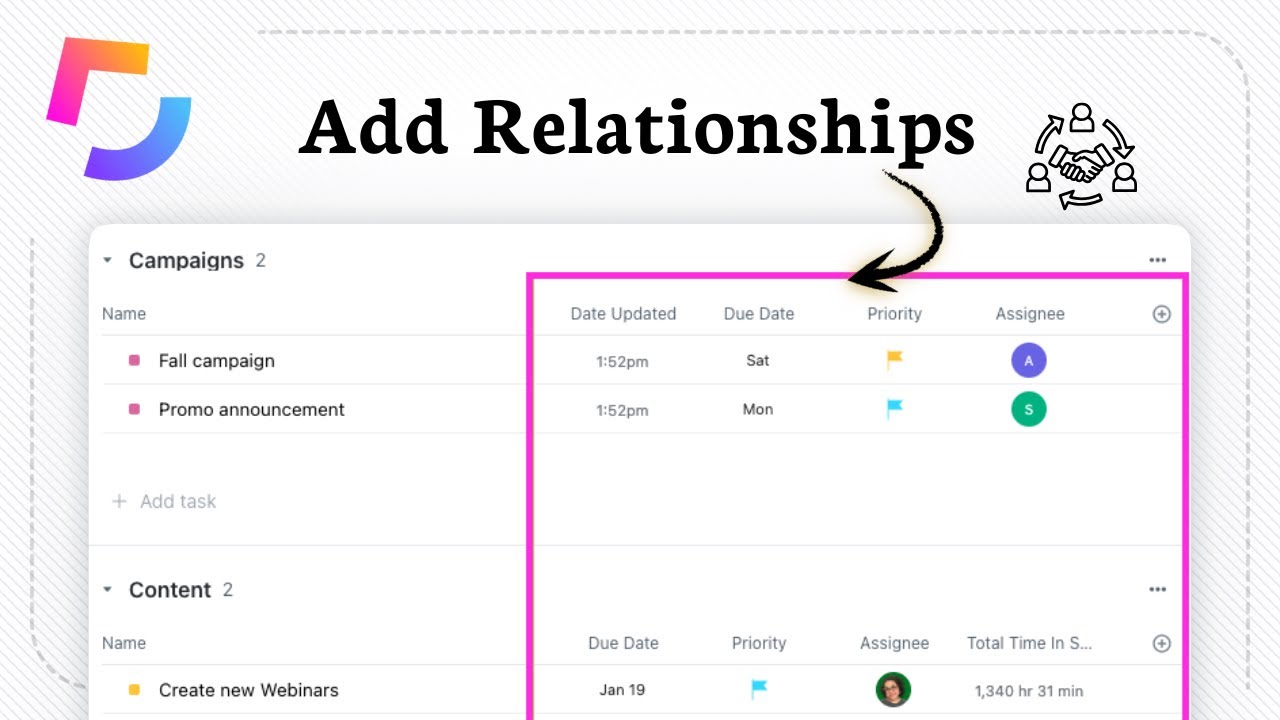 How To Add Relationships In Clickup Simple Linking Tips Youtube