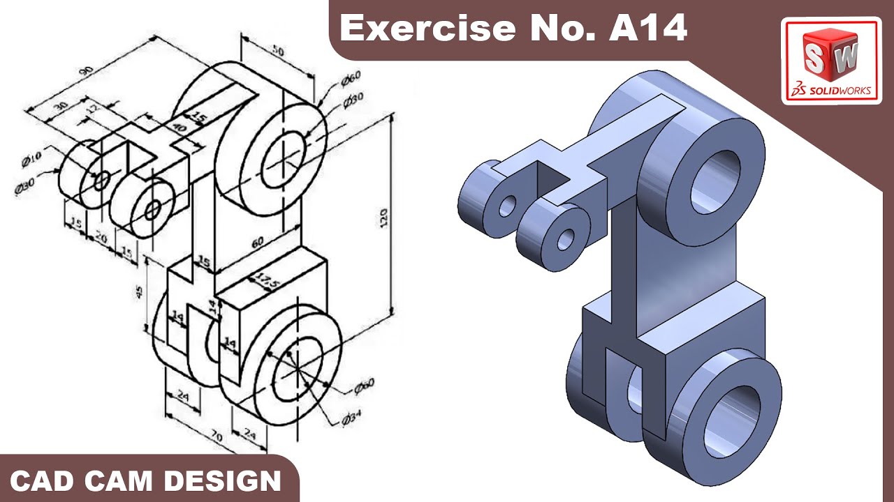 Solidworks Tutorial For Beginners Exercise A14 Youtube