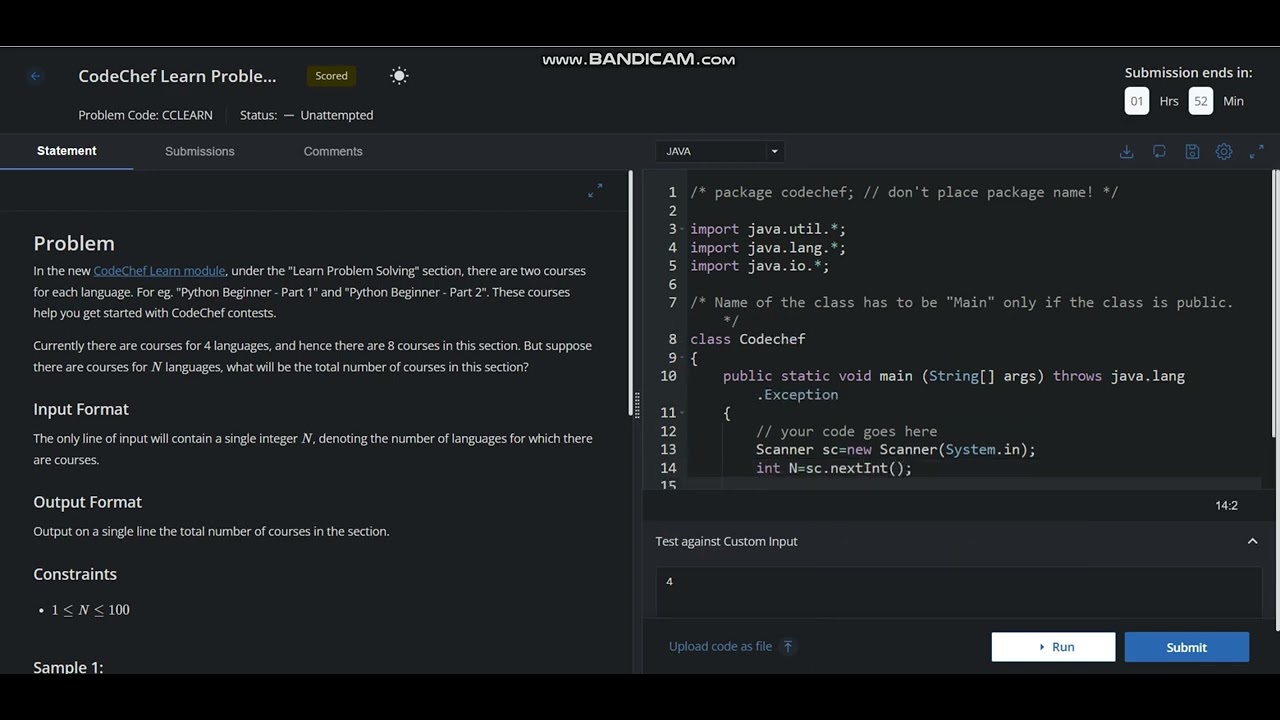 Codechef Learn Problem Solving Codechef Starters 86 Solution In Java