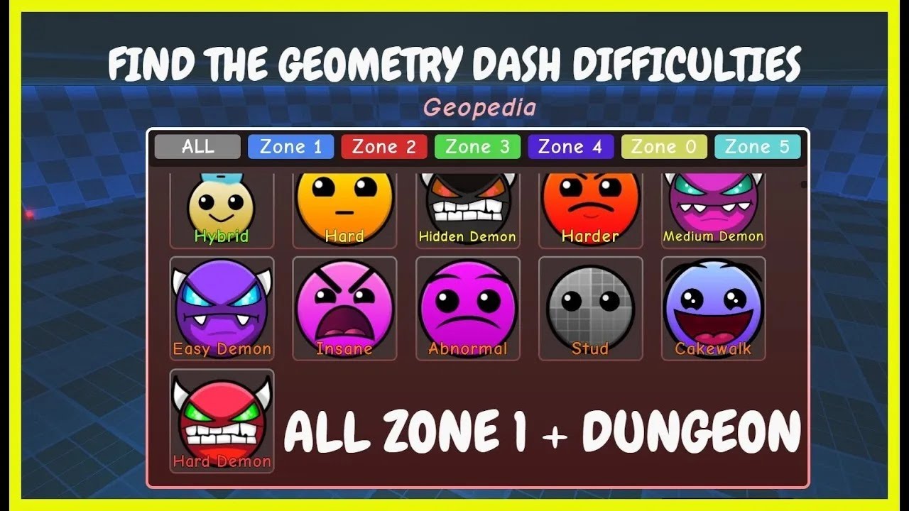 All Find The Geometry Dash Difficulties Zone 1 Updated Roblox Youtube