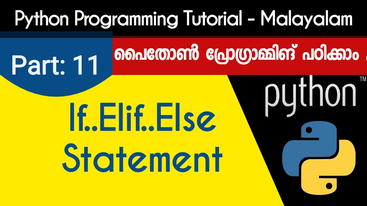 If Else Statement Python Programming Tutorial Malayalam Part 11
