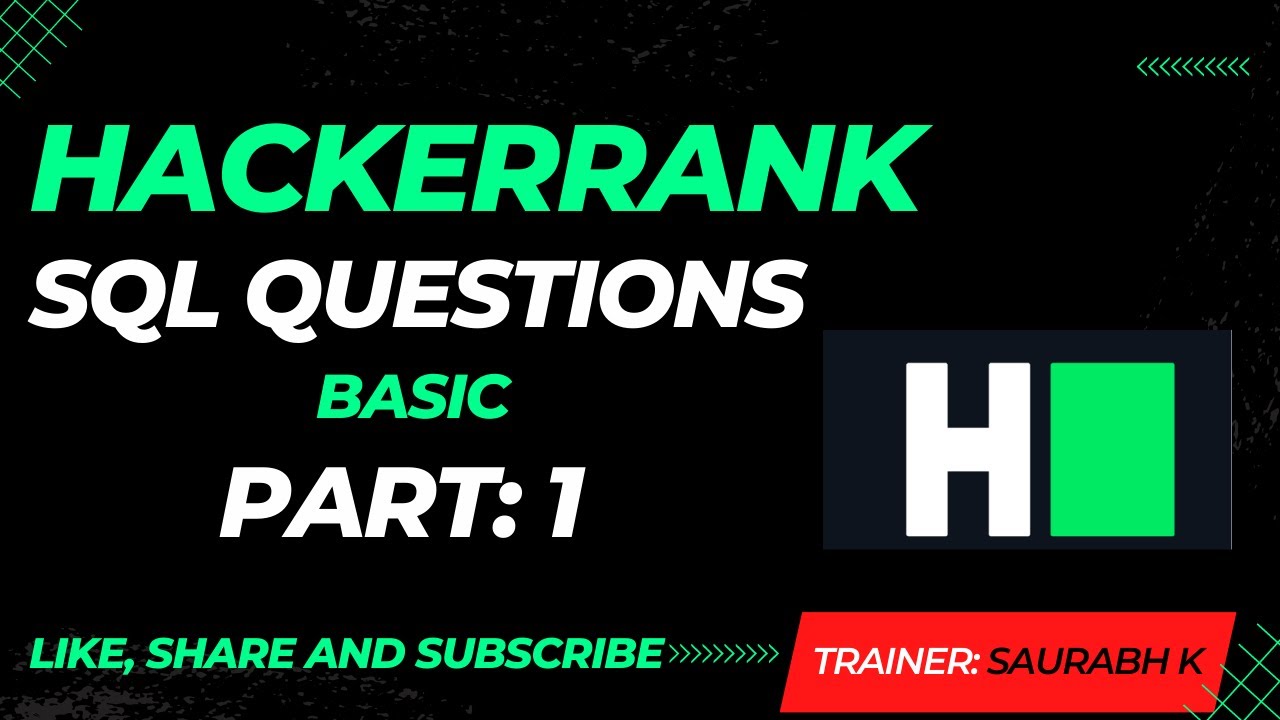 Part 1 Hackerrank Sql Question Answer With Explanation Sql Interview