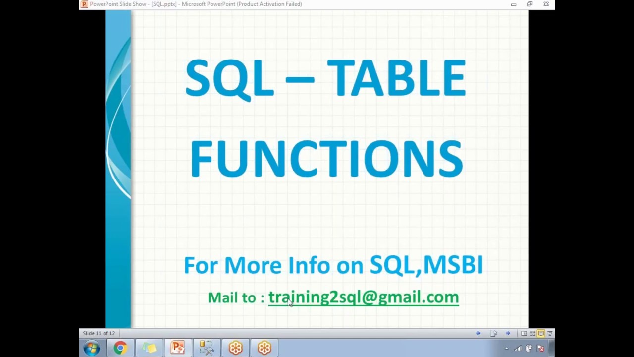 Sql Table Valued Functions Youtube