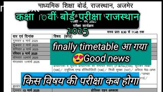 Rbse Class 10th Time Table 2025 Rajasthan Board Class 12th Time Table ...