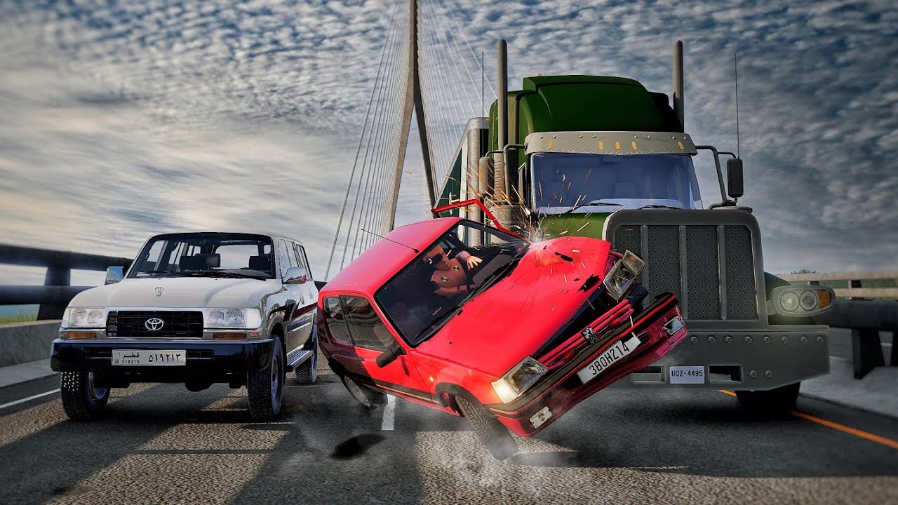 Realistic Highway Car Crashes Beamng Drive Youtube