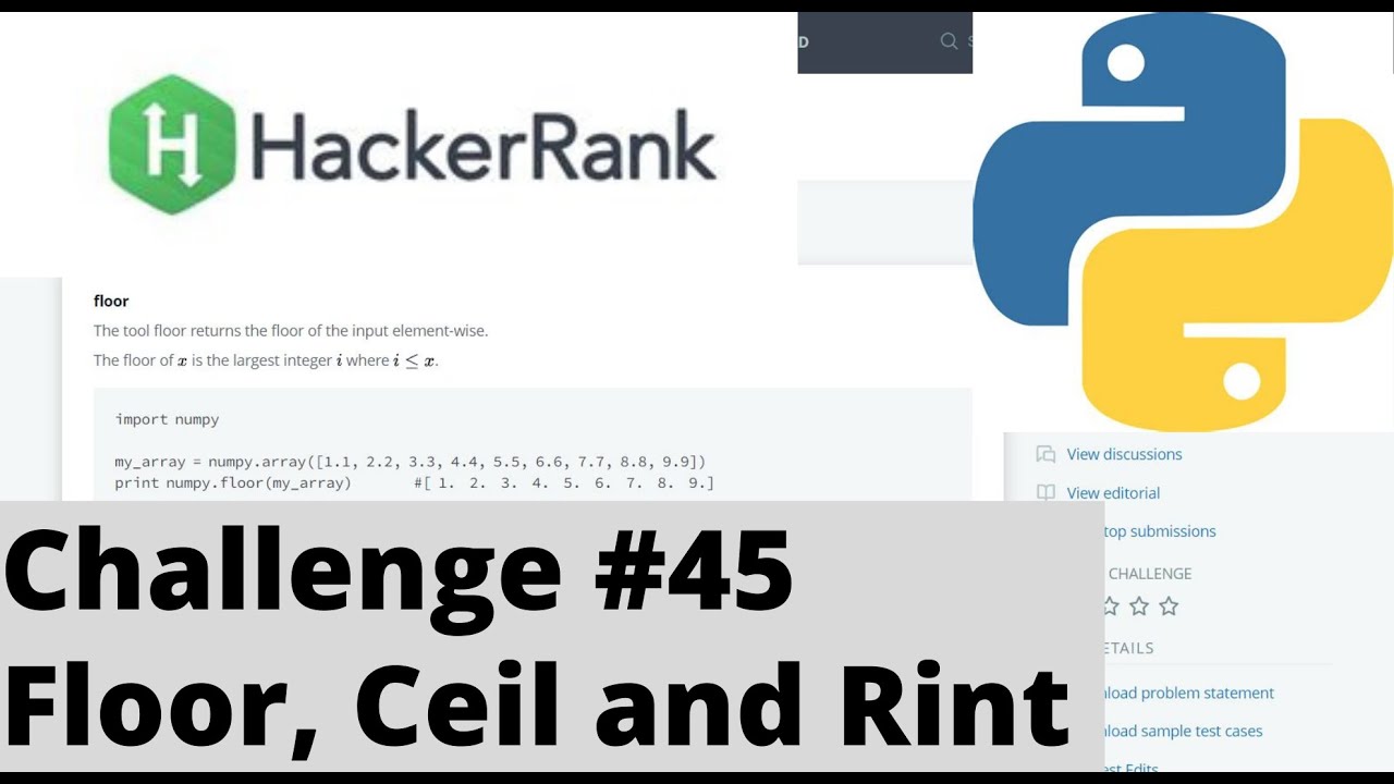Hackerrank Python Challenge 45 Floor Ceil And Rint Youtube