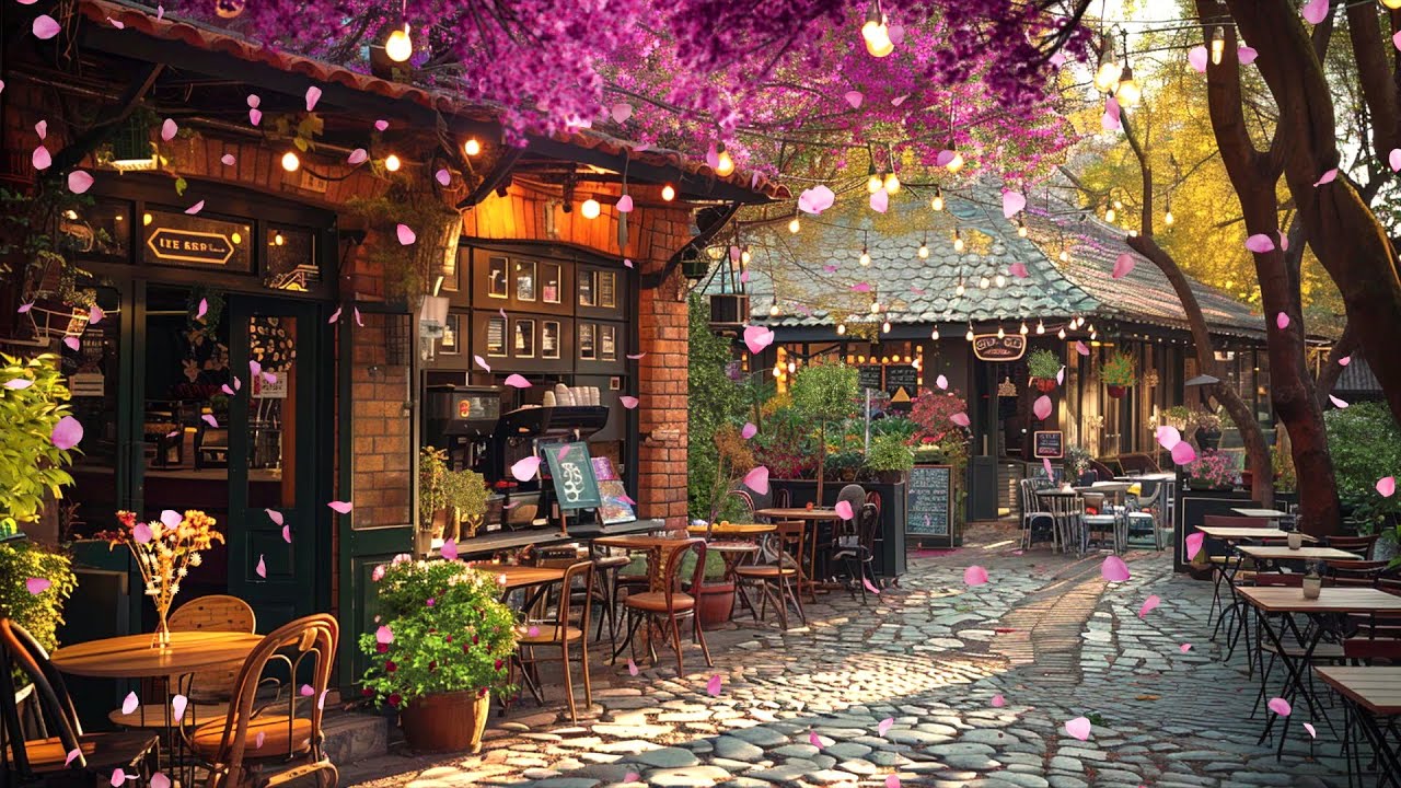 Spring Cafe Shop Ambience тшх Outdoor Cafe Vibes Relaxing Smooth Jazz