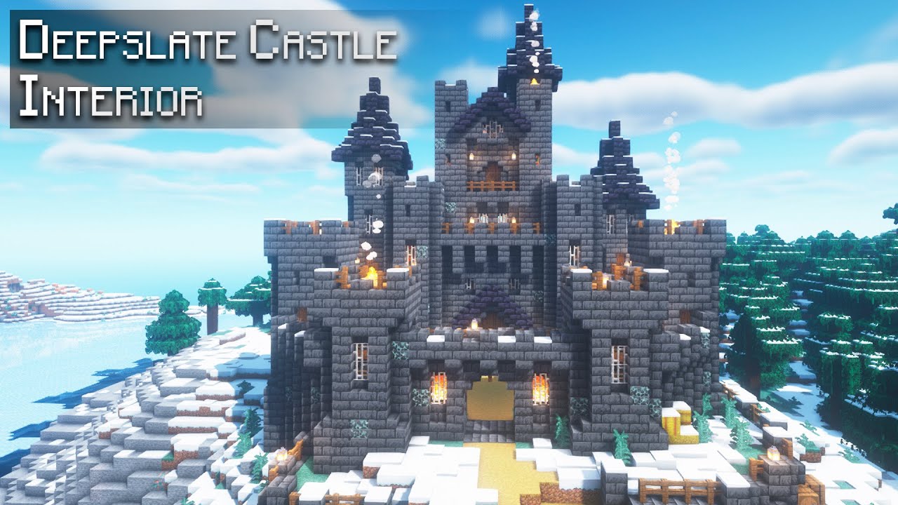 Minecraft How To Build A Deepslate Winter Castle Interior Tutorial