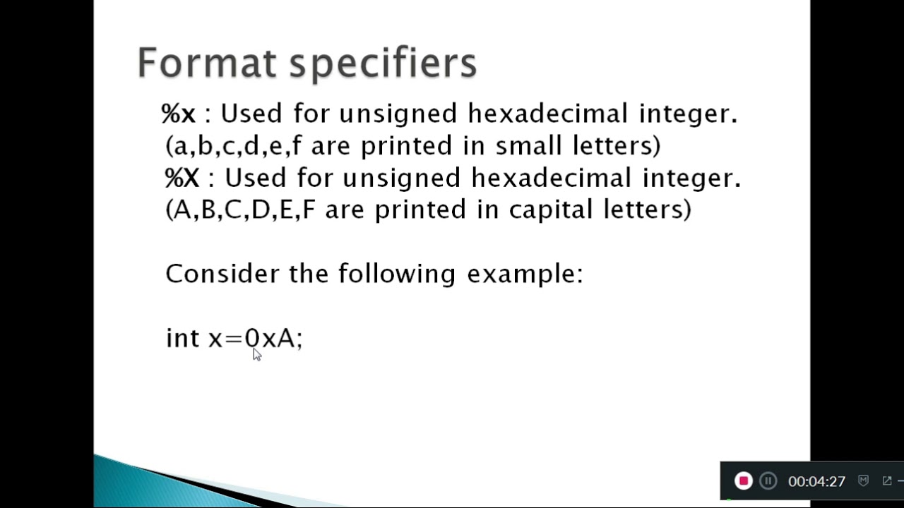 Format Specifiers In C Language Youtube