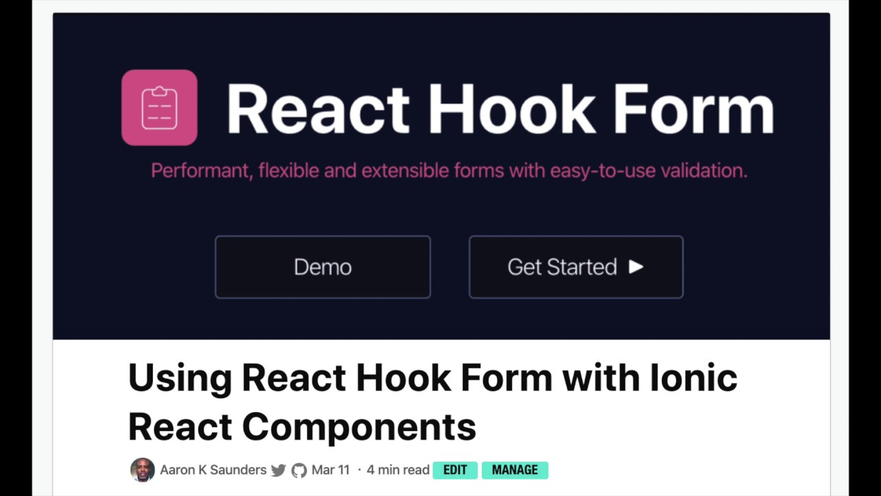 Using React Hook Form With Ionic React Components Youtube