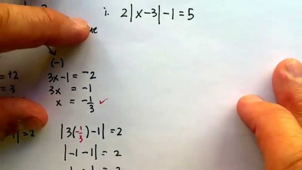 Linear Equations Absolute Value Examples Youtube