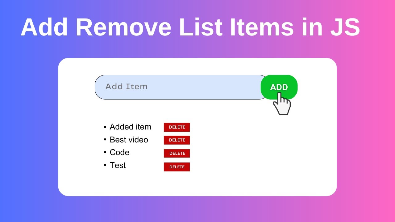 Simple Javascript To Do Project Add Remove Mini Javascript