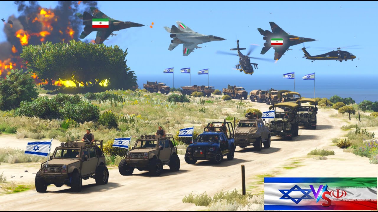 Irani Fighter Jets And Tanks Attack On Israeli Military Weapons Convoy