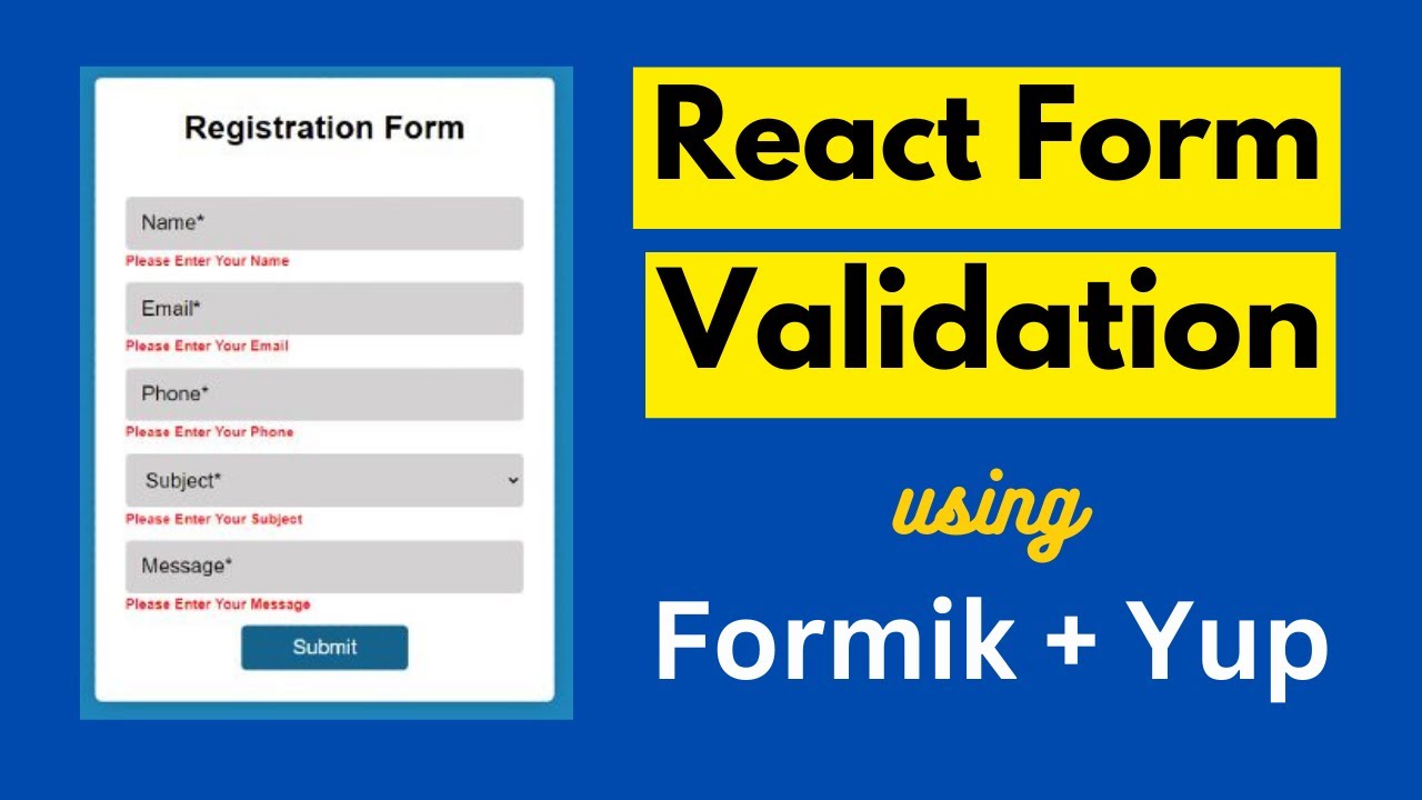 Form Validation In React Js Using Formik And Yup Youtube