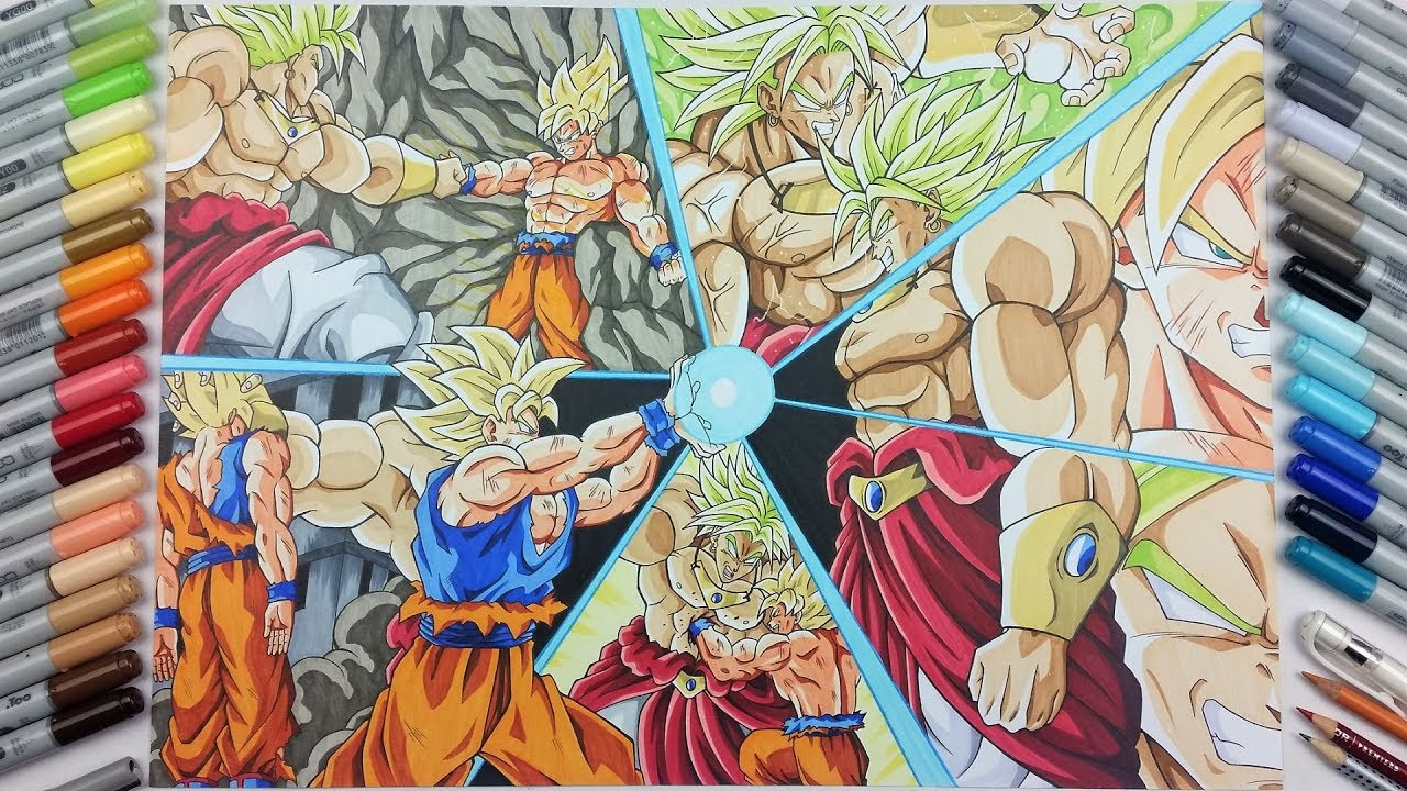 Drawing Goku Vs Broly Epic Fight Tolgart Youtube