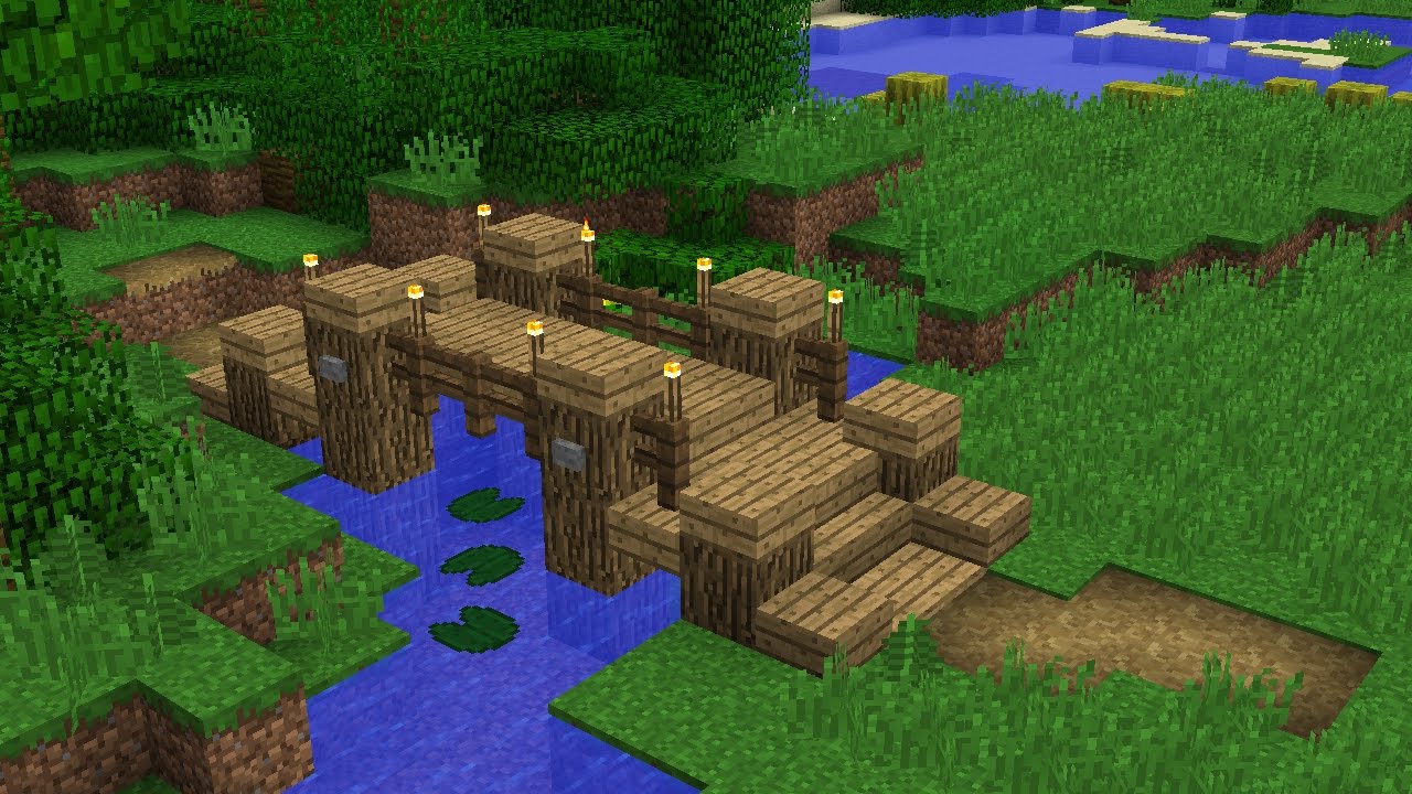 Minecraft How To Build A Simple Bridge Youtube
