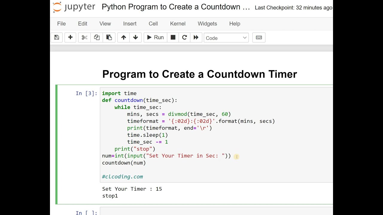 Day 64 Program To Create A Countdown Timer Youtube