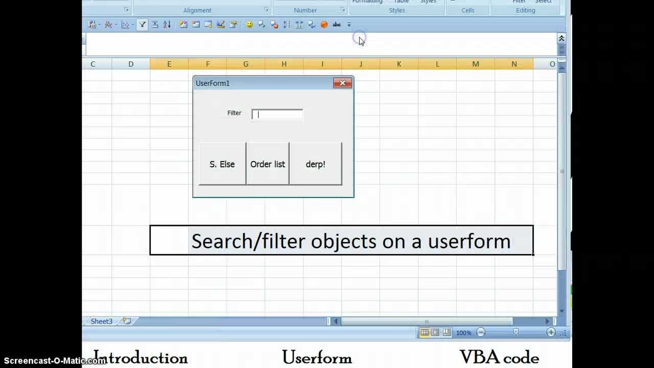 Excel Vba Tutorial Filter Controls On A Userform Youtube