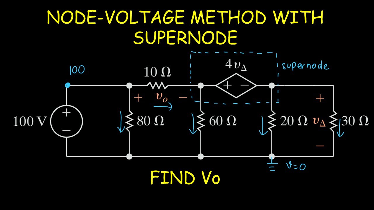 Node Voltage Method With Supernode Find Vo Youtube